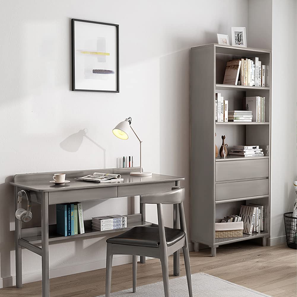 IOTXY Floorstanding Wooden Bookcase with Legs - 67" Tall Open Shelf Cube Billy Bookshelf with Double Drawers for Home and Office, Walnut
