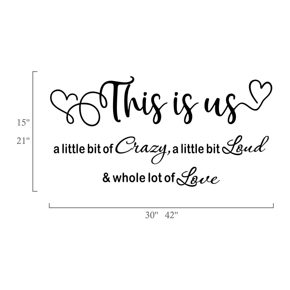 FlyWallD Bedroom Wall Decals Peel and Stick Vinyl Art Love Stickers House Nursery Decor - This is Us A Little Bit of Crazy