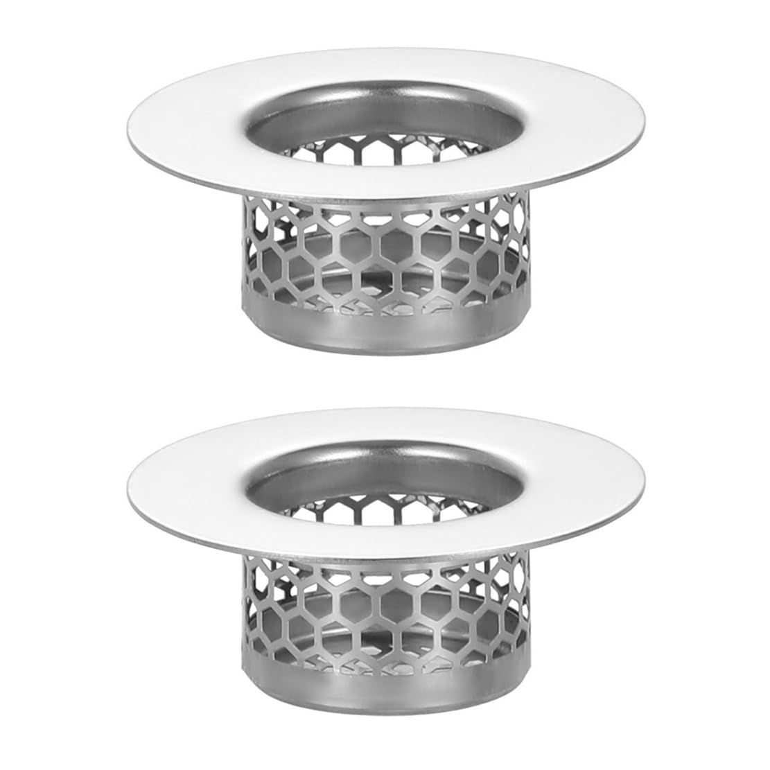 Hufopik Bathroom Sink Strainer, Bathtub Lavatory Sink Drain Strainer Hair Catcher for Laundry, Mop Pool, Utility, Slop, RV Sink, Stainless Steel Drain Filter。Fit Hole Size from 1.25" ，2 Pack (1.1”)