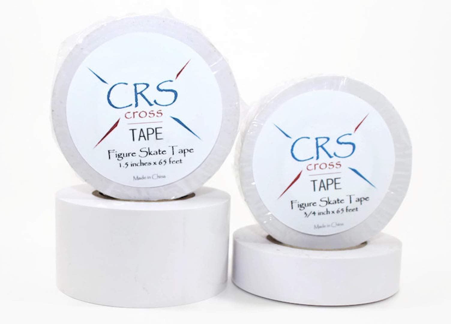 CRS Cross Figure Skate Tape (Combo 1 roll 1.5 inch & 1 roll 3/4 inch) - Longer 65 foot roll to protect leather figure skating boots without polish & keep laces tightened.