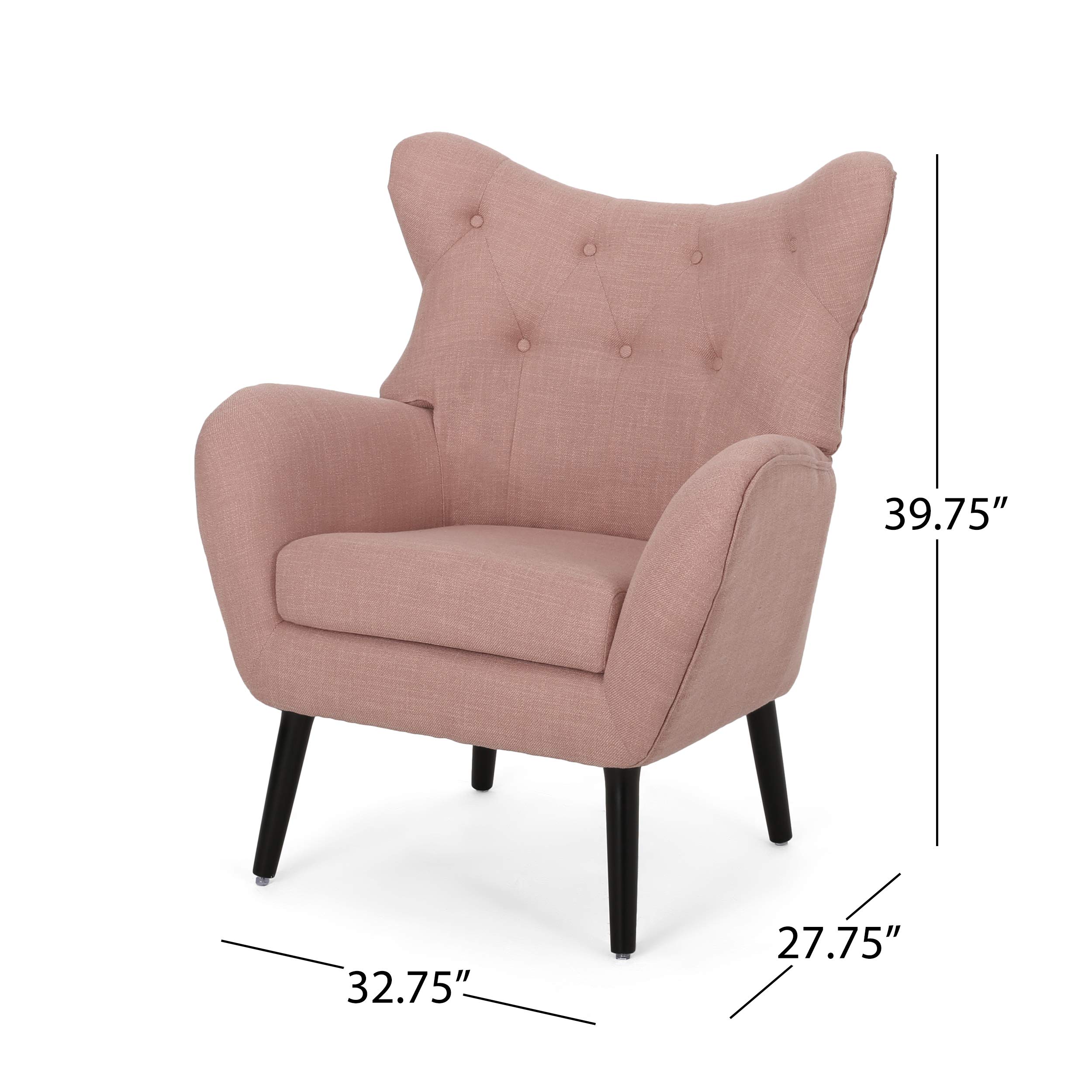Christopher Knight Home Mandy Velvet Accent Chair, Dusty Rose, Dark Brown