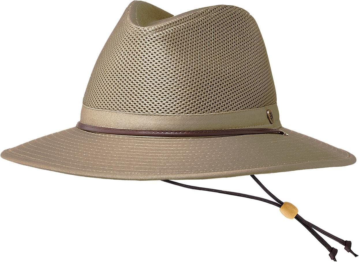 Coolibar UPF 50+ Men's Kaden Crushable Ventilated Hat - Sun Protective (Large/X-Large- Khaki)