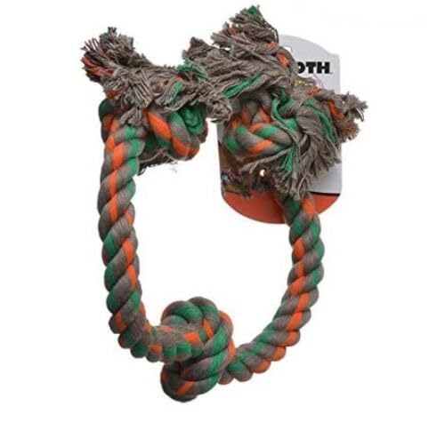 MAMMOTH Flossy Chews Colored 3 Knot Tug Rope X-Large - 36" Long - Pack of 2