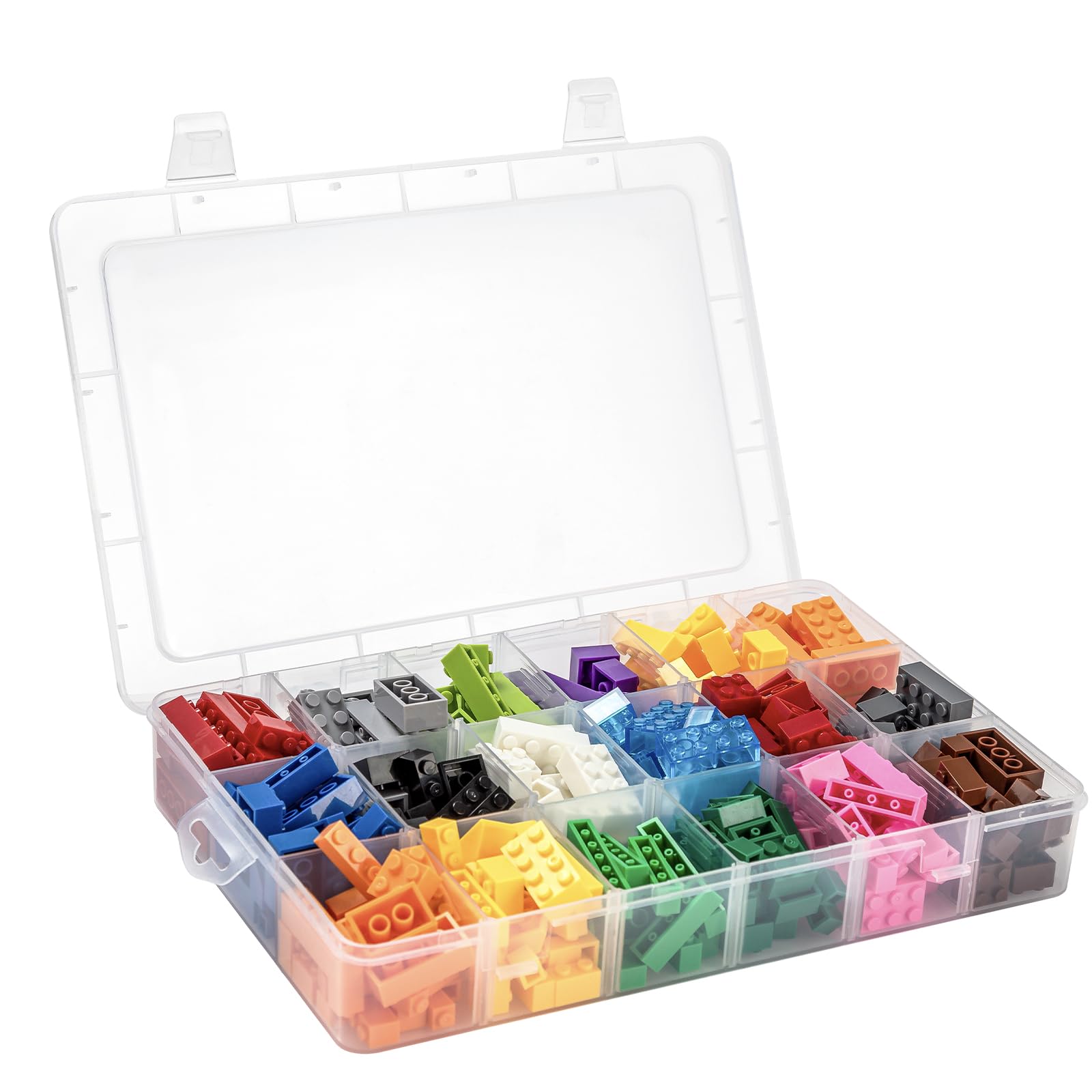 Incontesta Large 18 Grids Clear Plastic Organizer Box with Adjustable Dividers, Plastic Organizer Box Container Perfect for Beads Organizer, Art DIY Crafts, Jewelry, Fishing Tackles