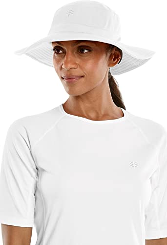 Coolibar UPF 50+ Women's Brighton Chlorine Resistant Bucket Hat - Sun Protective (Large/X-Large- White)