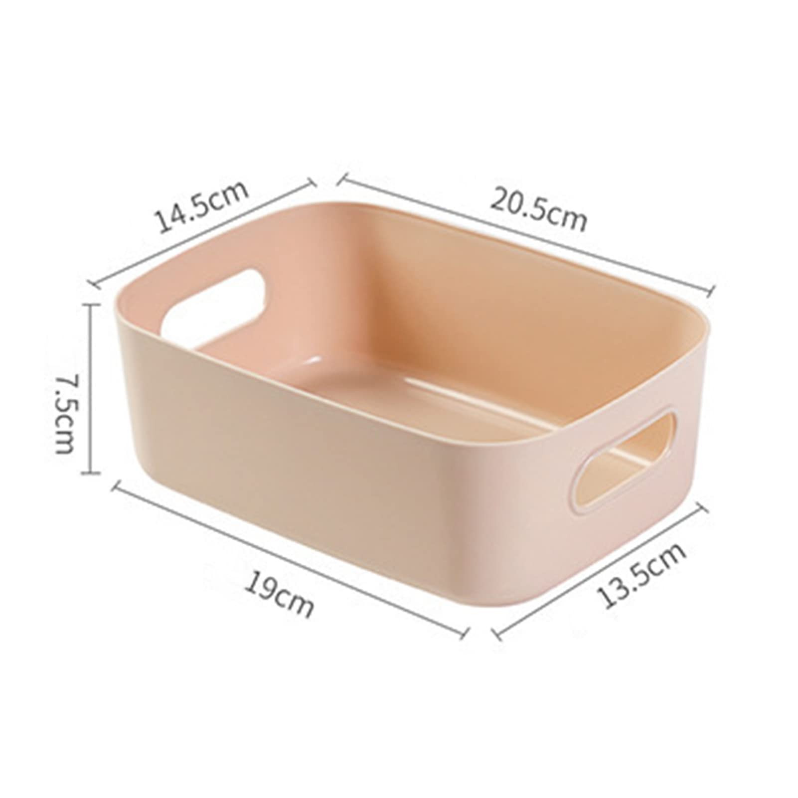 CHEOTIME Plastic Storage Bins, Desktop Storage Basket Plastic Storage Baskets with Handle Reusable PP Cosmetic Storages Box Desktops Sundries Organizer with Handle for Household(Small-Apricot)