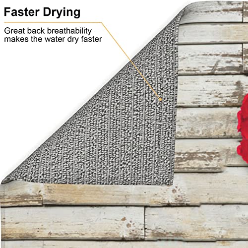 Red Heart-Shaped Roses Printed Drying Mat For Kitchen Ultra Absorbent Microfiber Dishes Drainer Mats Non-Slip Silicone Quick Dry Pad - 18 X 16inch
