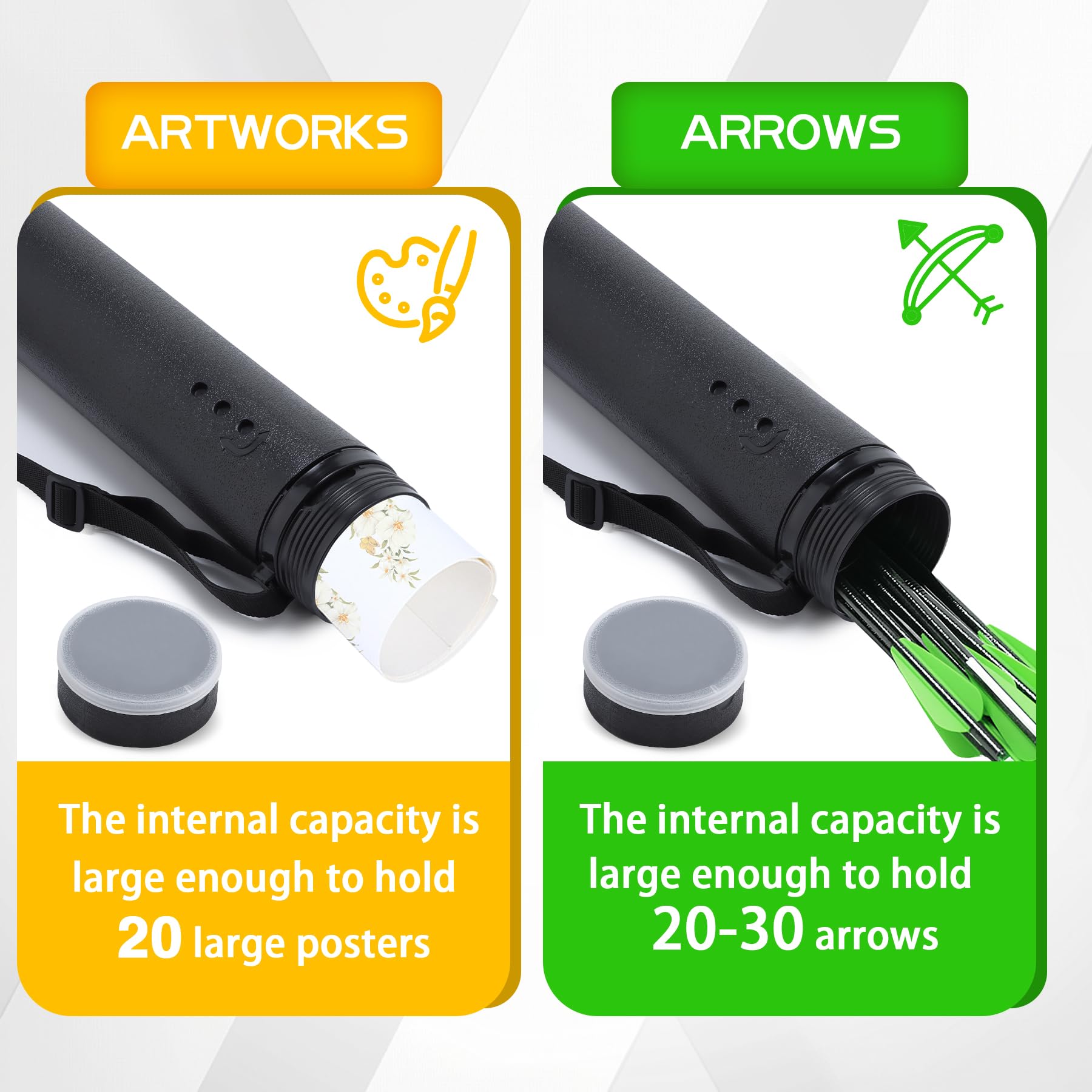 IPETRK 2-Pack Extendable Poster Storage Tube Expand from 24.5β to 40β, for Carry Documents | Artworks | Blueprints | Drafting | Scrolls or Arrow,Black Portable Durable Round Tube with Shoulder Strap