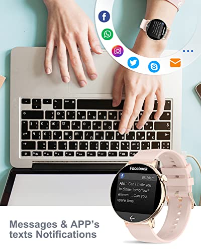 PODOEIL Smart Women's Watch with Bluetooth Calling, Activity Tracker and Smartwatch for Android Phones and iPhones, Sleep/Health Monitor, Pedometer Watch