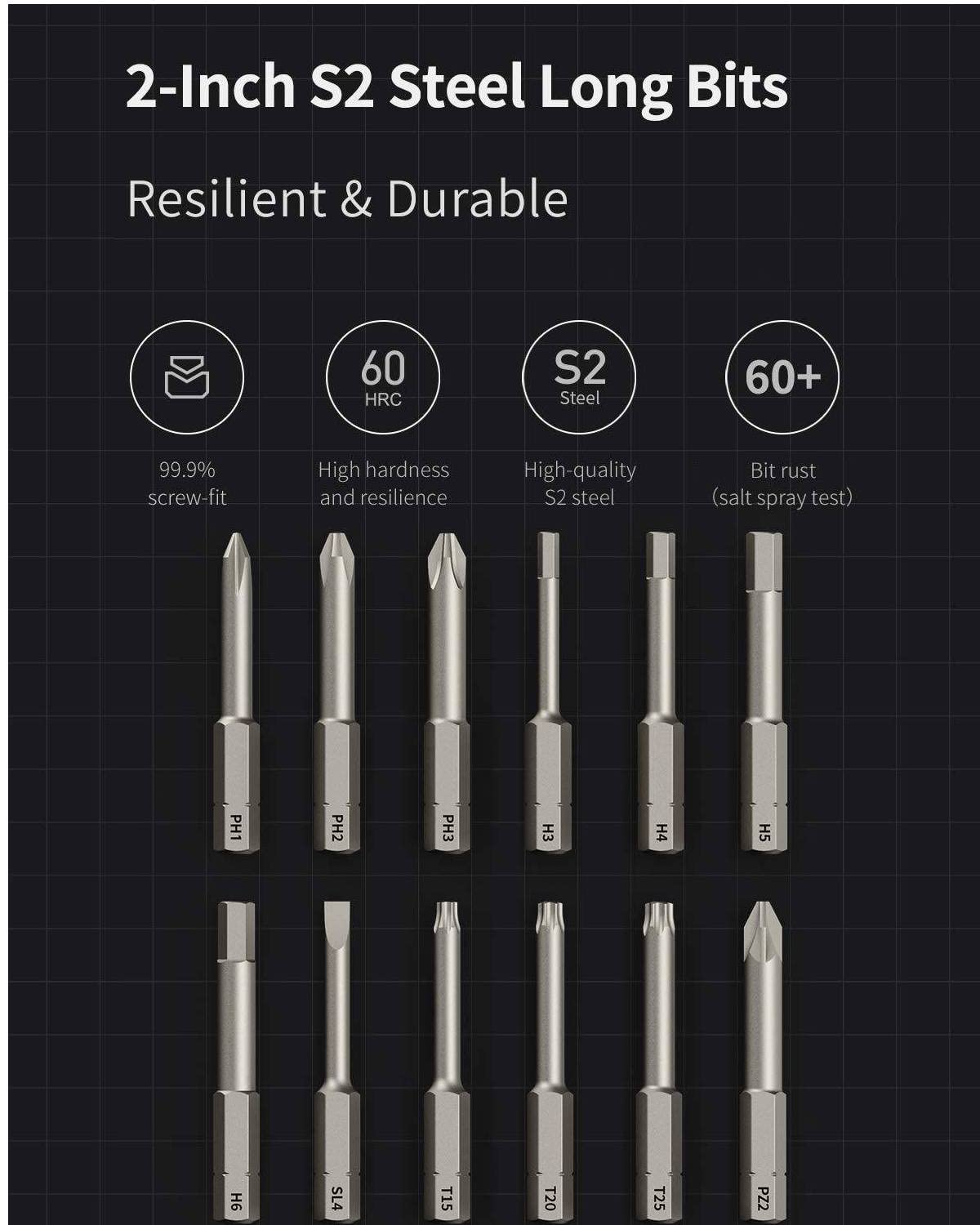 HOTO Electric Screwdriver, 3.6V Cordless Screwdriver Set, All-in-One Design, USB-C Charging Cable, Manual & Electric, LED Shadowless Light, 3 Torque, 5N.m 1500mAh, 12 Pcs Bit for Electrical Repairs