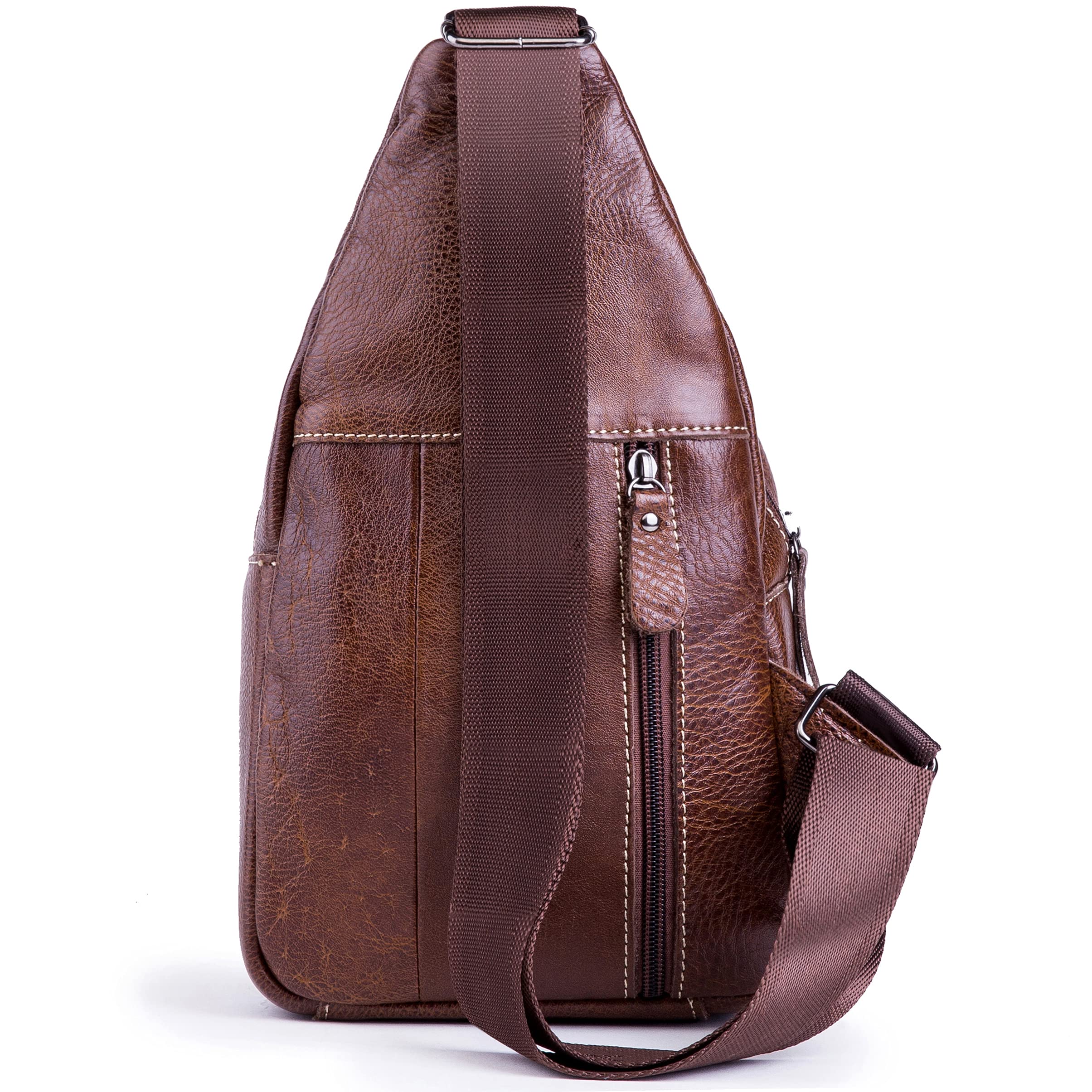 Chrysansmile Genuine Leather Shoulder Sling Backpack Bag Unisex Outdoor Crossbody Sling Pack Sport Daypack One Size