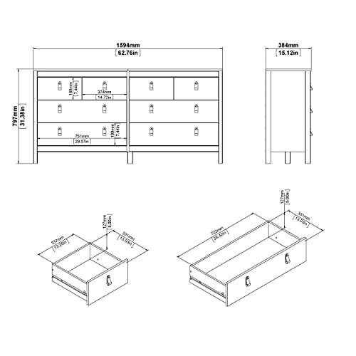Tvilum 8 Drawer Double Dresser, White