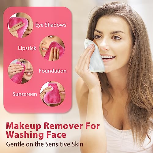 NATWAG | Reusable Update Makeup Removing Microfiber Cloth for Sensitive Skin | Washable Makeup Remover Towels | Natural Facial Cleansing Towels (6βx 6β, 12 Pack/Pink)
