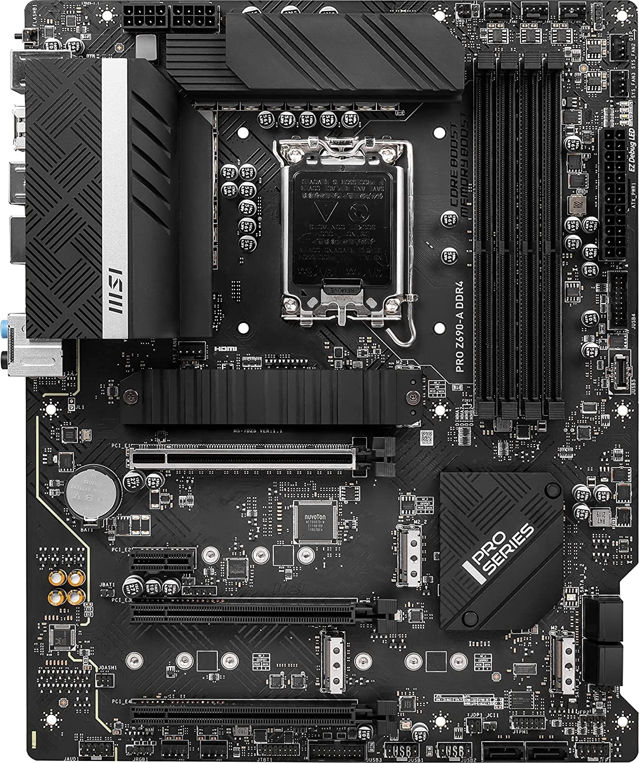 MSI PRO Z690-A DDR4 ProSeries Computer Gaming Motherboard (ATX, 12th Gen Intel Core, LGA 1700 Socket, DDR4, PCIe 4, CFX, M.2 Shield Frozr, HDMI, DisplayPort) Intel PC Motherboards (Renewed)