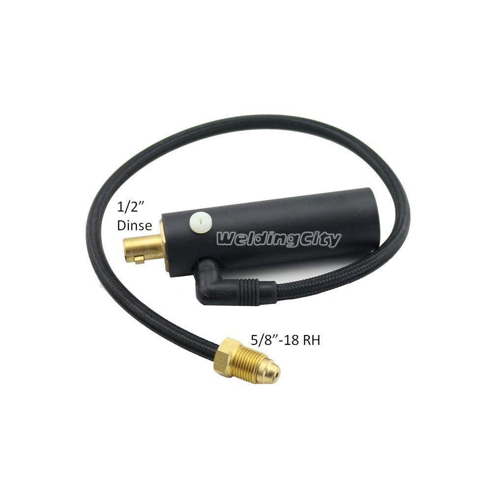 WeldingCity 200-amp WP-26FV (Flexible Head w/Gas Valve) Air-cooled TIG Welding Torch Complete Package with 25-ft Power Cable Hose and Dinse 35-50 (Solid 1/2"-pin) Cable Adapter (with Separate Gas)