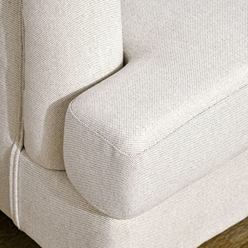HOMCOM 3-Seater Sofa Couch, 71" Modern Linen Fabric Sofa with Rubber Wood Legs and Slatted Frame for Living Room, Bedroom and Apartment, Cream White