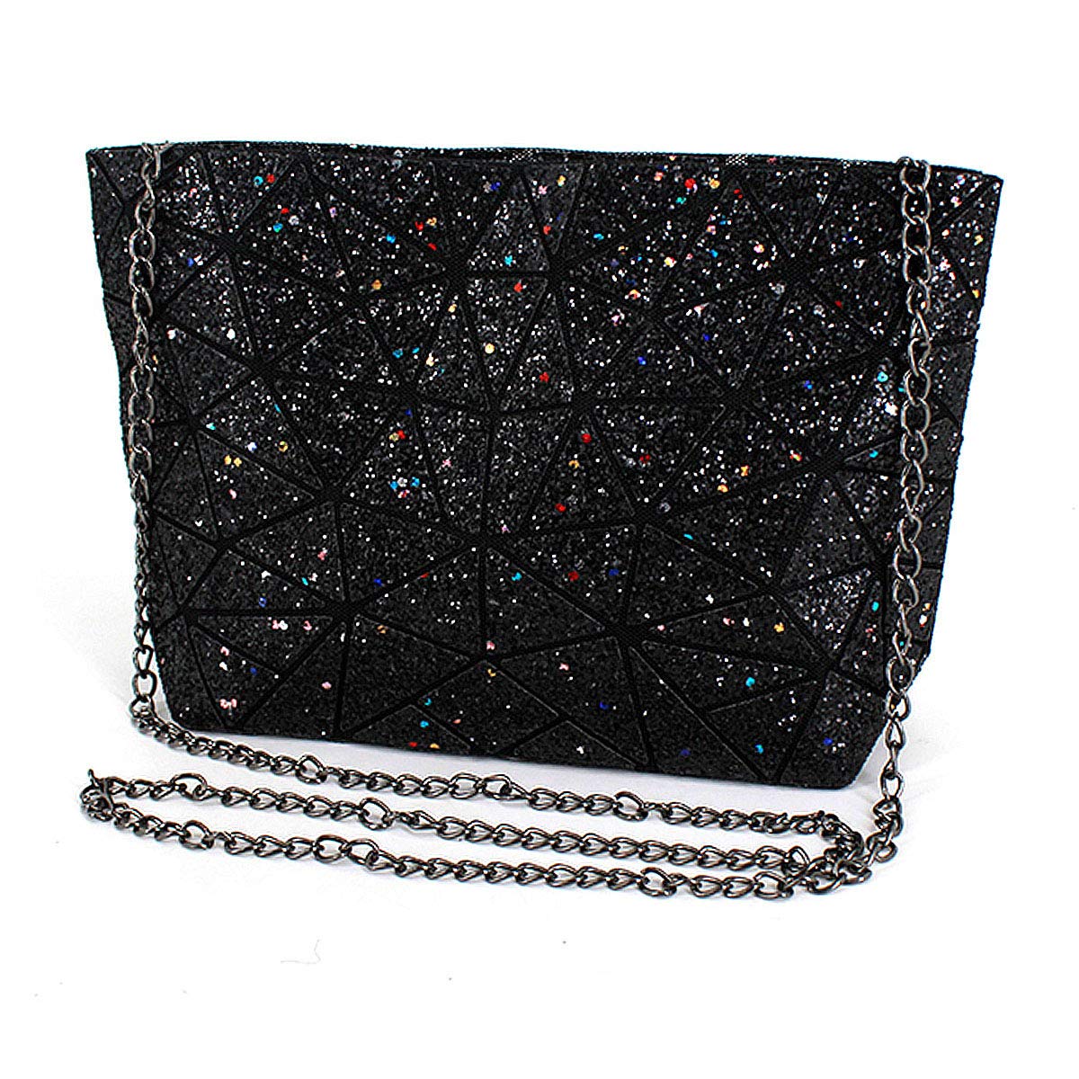 Sun Kea Geometric Shoulder Handbags Women Laser PU Cross-Body Bag Clutch Purse (Laser)