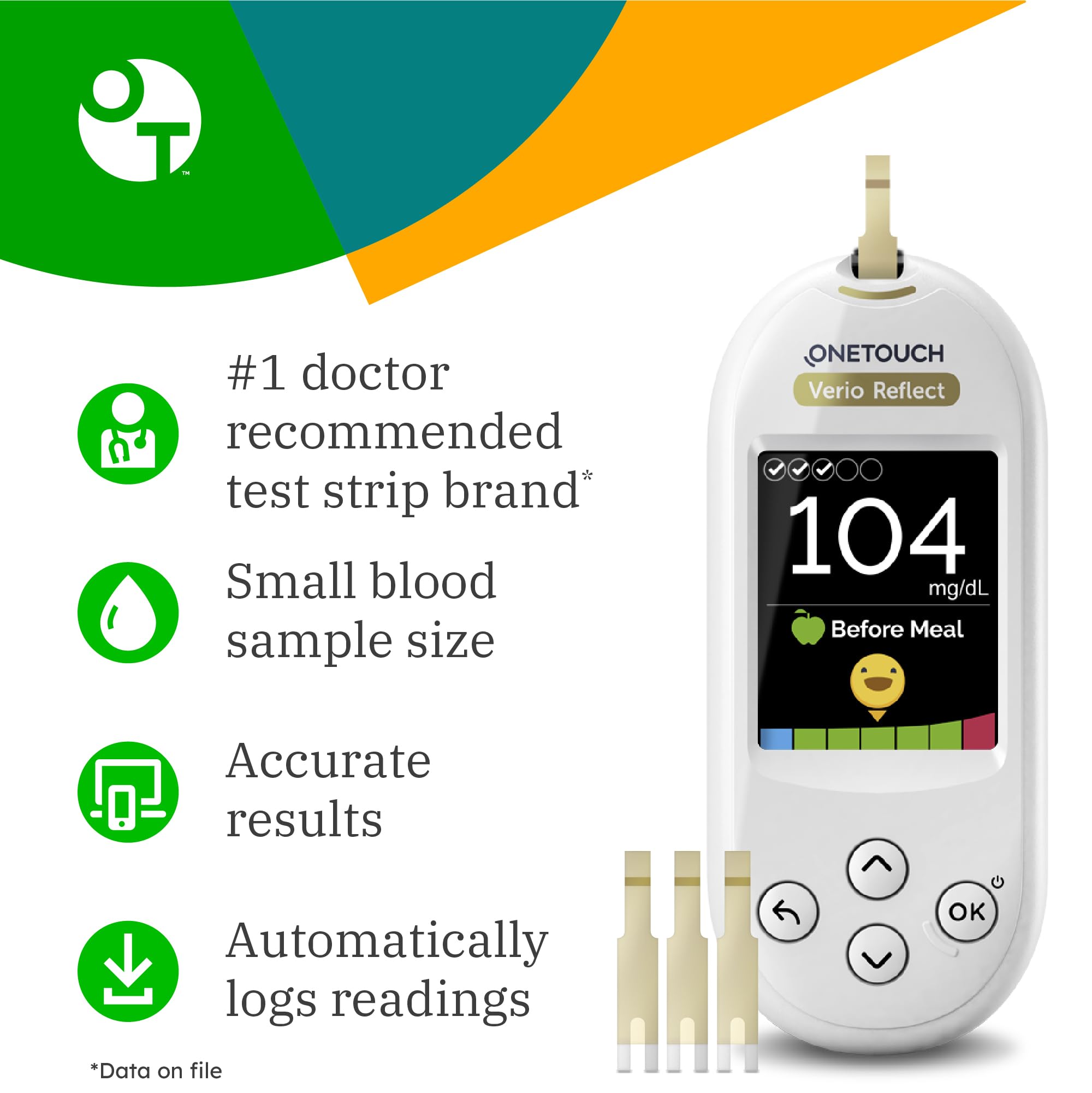 OneTouch Verio Test Strips for Diabetes Value Pack - 90 Count | Diabetic Test Strips for Blood Sugar Monitor | Home Self Glucose Testing | 3 Boxes, 30 Test Strips Per Pack