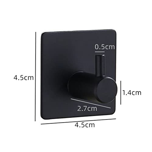 Self Adhesive Hooks 6Pack, 304 Stainless Steel Adhesive Coat Hooks, Sticky Towel Hooks, 4Pack Anti-Rust Waterproof Hooks for Kitchen Bathroom Office Toilet, No Drill Glue Needed (4PCS Black)