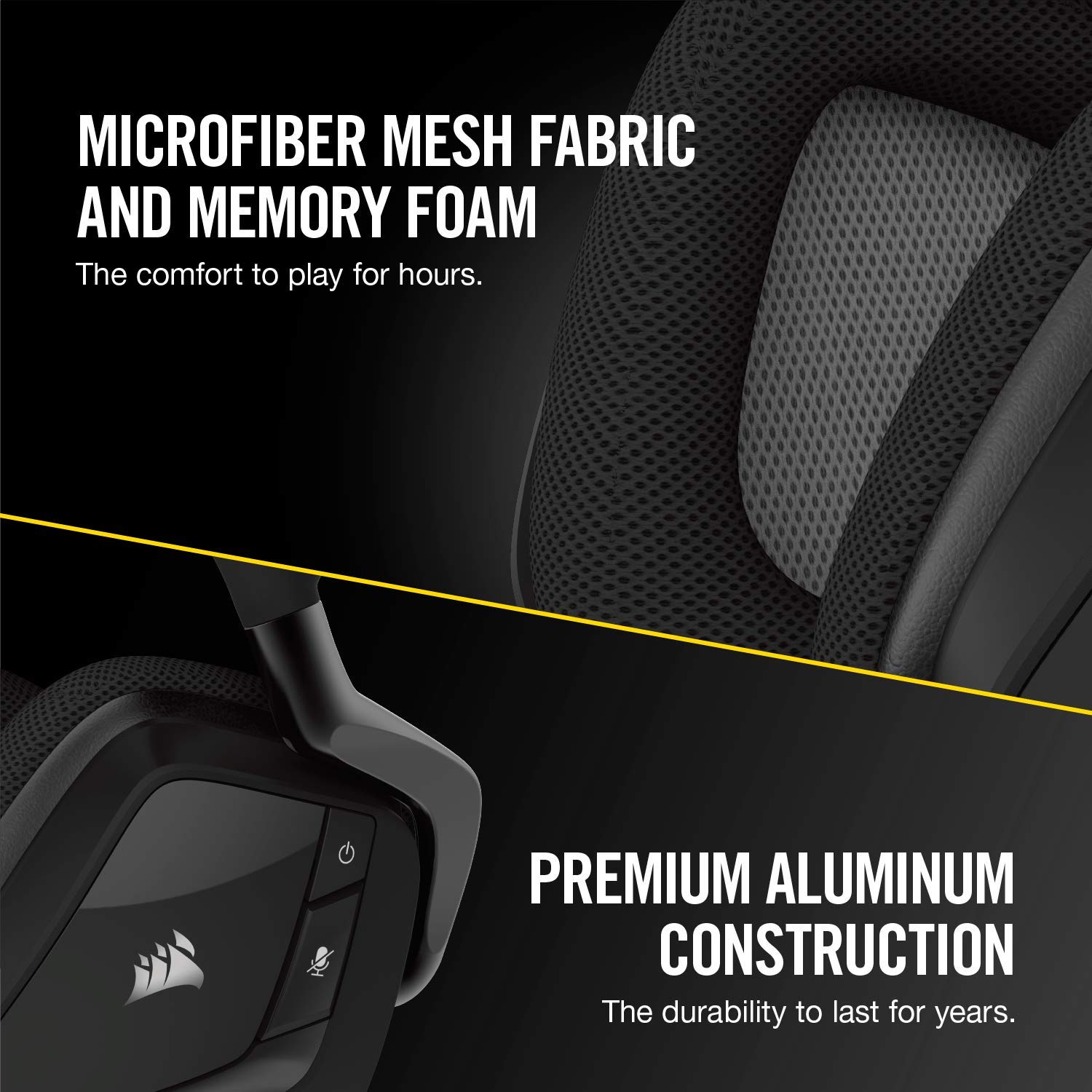 CORSAIR Void PRO RGB Wireless Gaming Headset - Dolby 7.1 Surround Sound Headphones for PC - Discord Certified - 50mm Drivers - Carbon