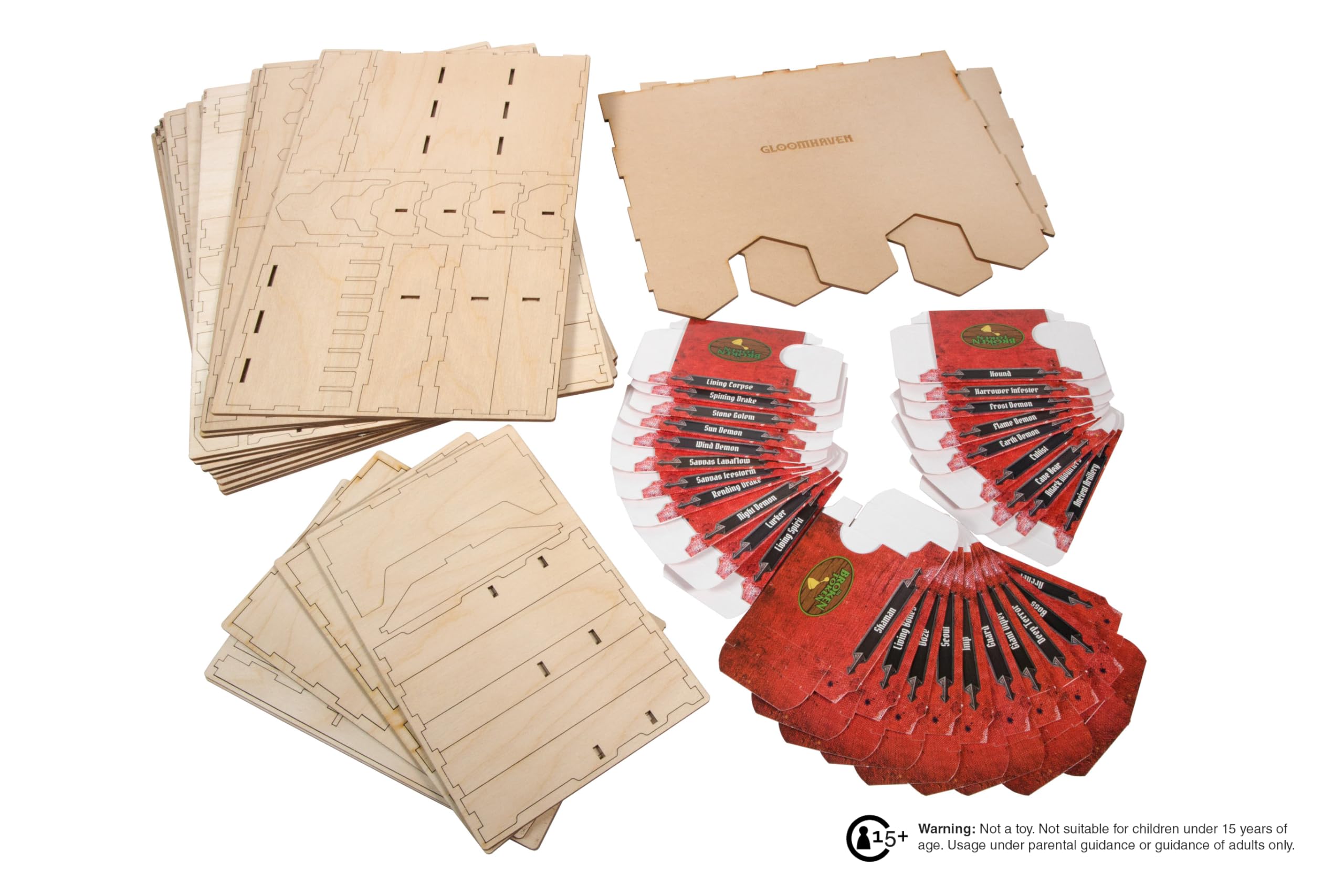 The Broken Token Game Organizer Compatible with Gloomhaven - Wooden Game Organizing Box with Multiple Trays and Dividers