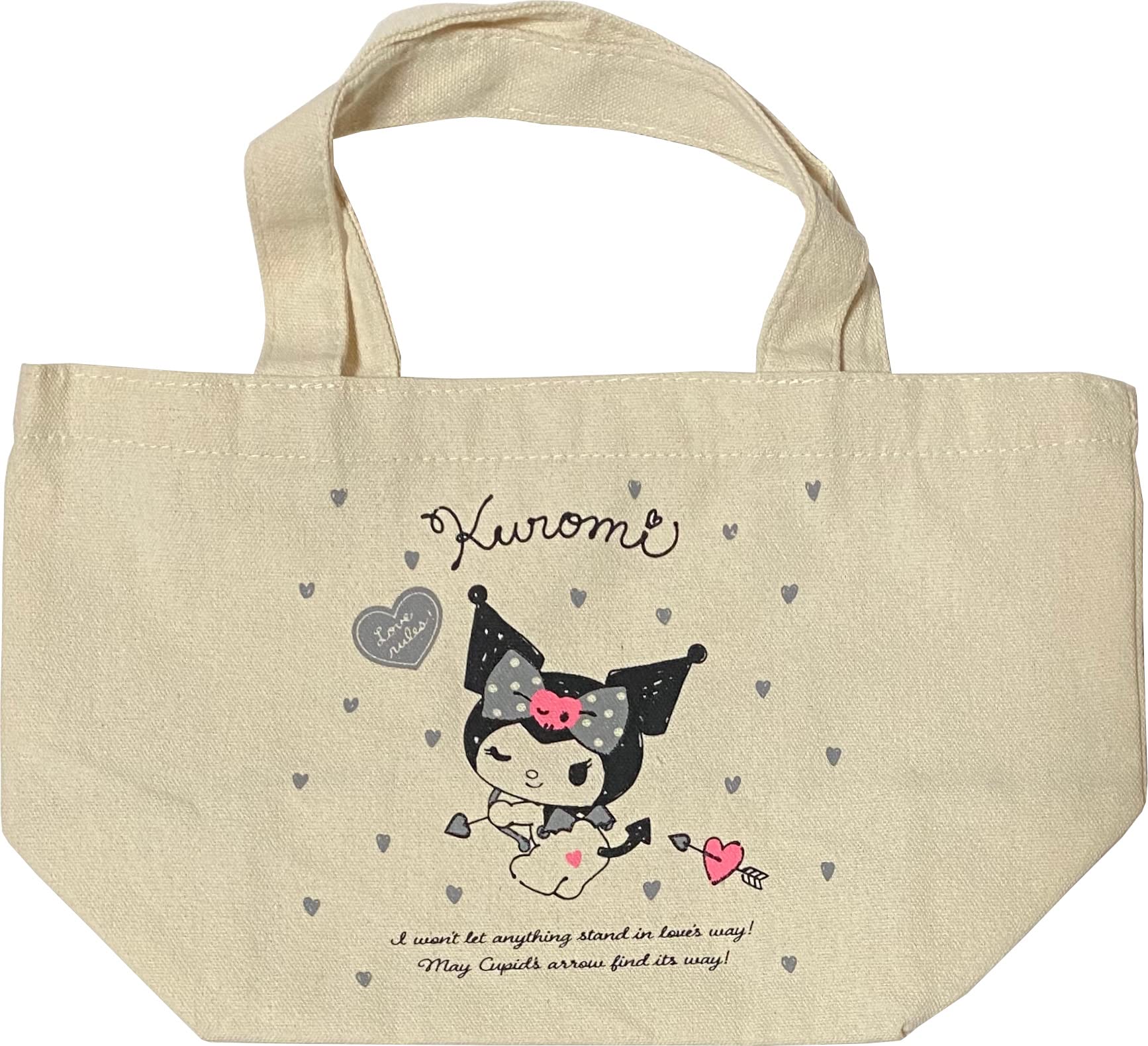 EITAI T029 Sanrio Kuromi Cute Mini Tote Bag, Shopping Bag, Kitchen Reusable Grocery Bag, 12.9 in(W) × 7.4 in(L) × 5.1 in(D), White One Size