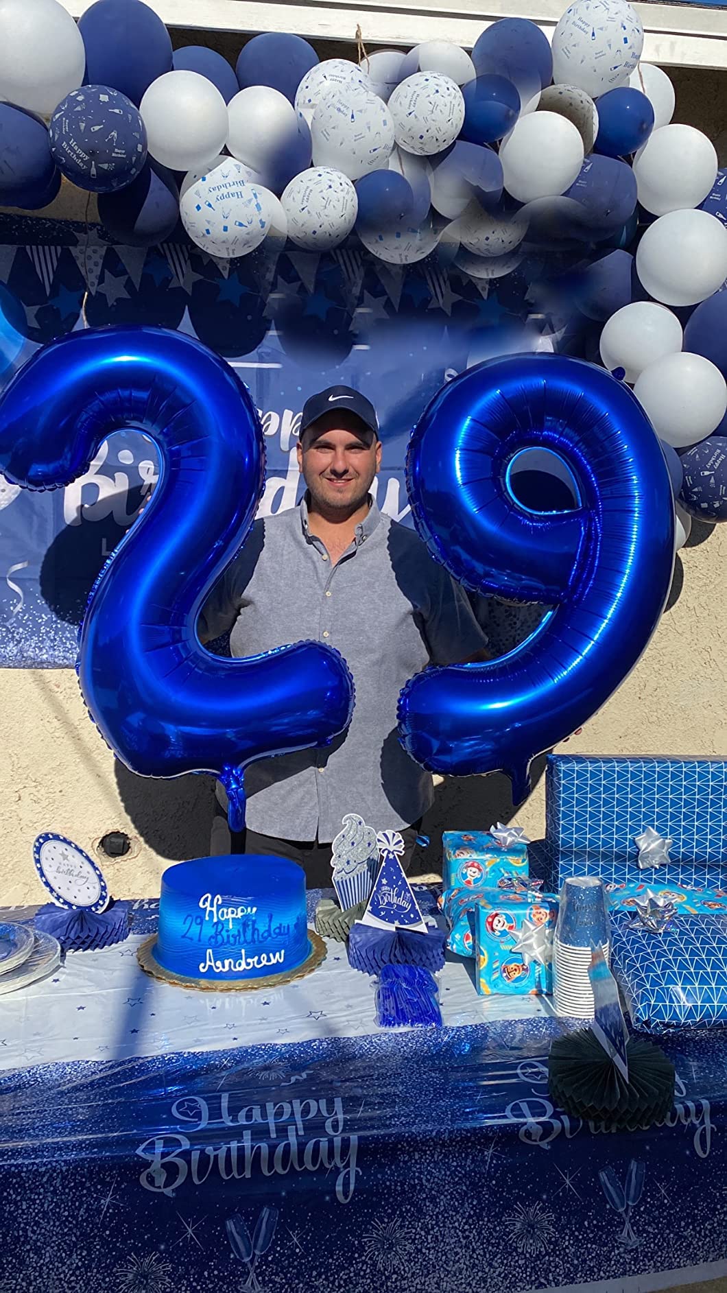 Number 5 Balloon 40 Inch for 5th Birthday Decorations, 15 25 35 50 Mylar Big Navy Blue Foil Number Balloons for Wedding Anniversary Party Decor