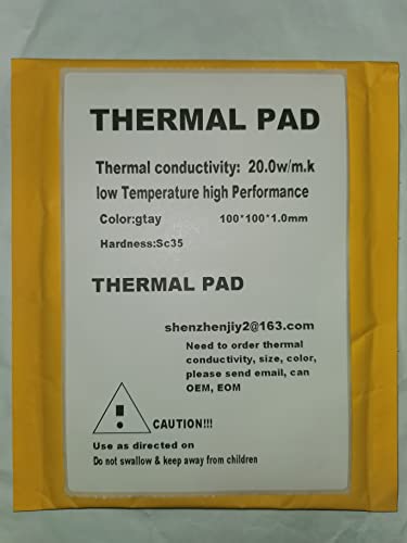 Thermal pad Thermal Conductive Silicone Gap pad Grease Paste for Computer Graphics Card/CPU/RTX 3080 3090 20.8W/m.k (100mm*100mm*1.0mm), Grey