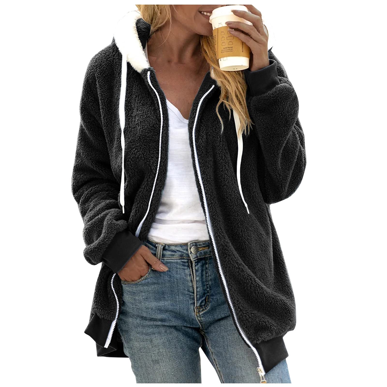 CHUOAND Winter Coats for Women Fuzzy,cool things under 5 dollars,clearance sweatshirtes for women,refunds on my account,shirts under 5 dollars for women,deal of the day clearance prime deals