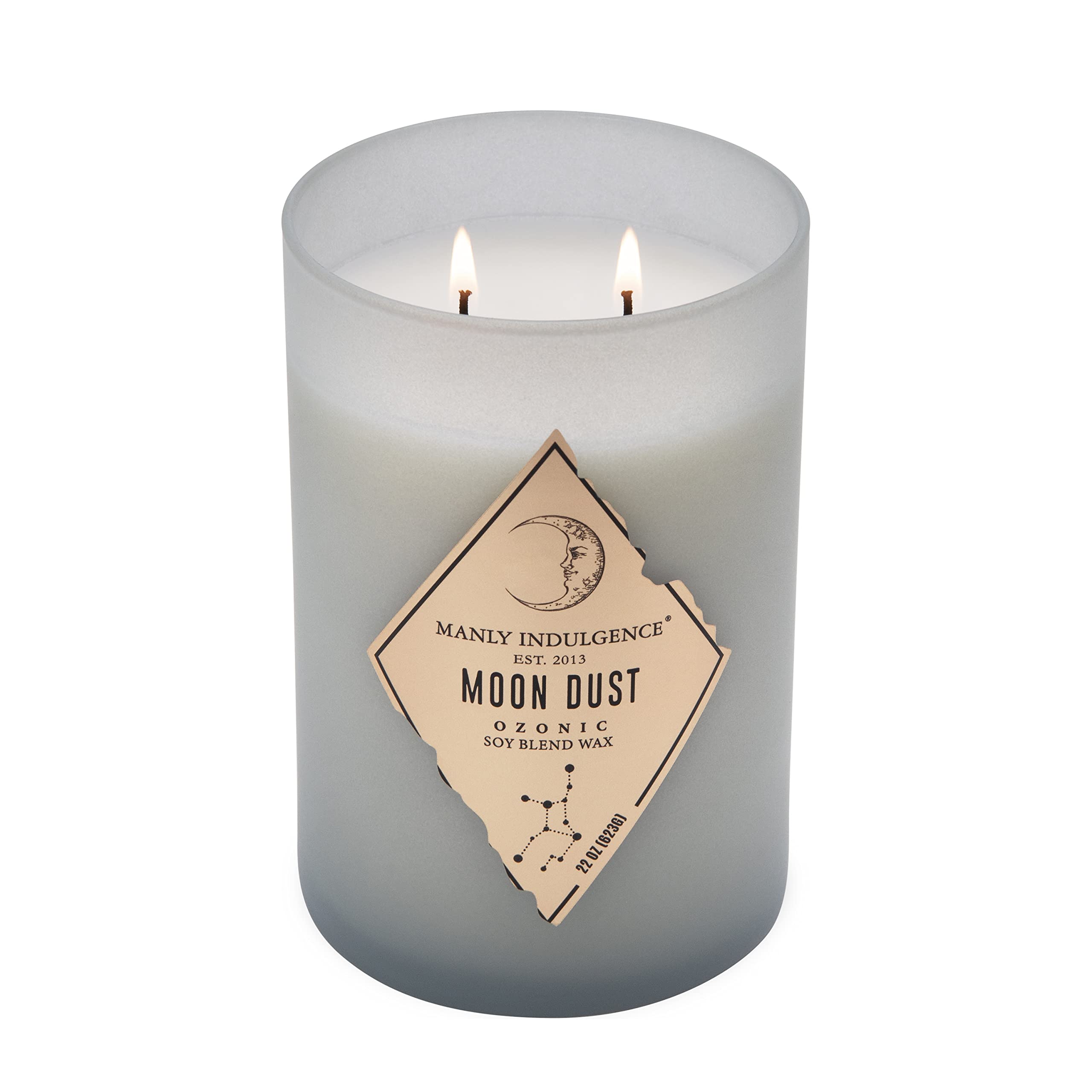 Manly Indulgence Moon Dust Scented Jar Candle, Rebel Collection, 2 Wick, Blue, 22 oz - Up to 120 Hours Burn
