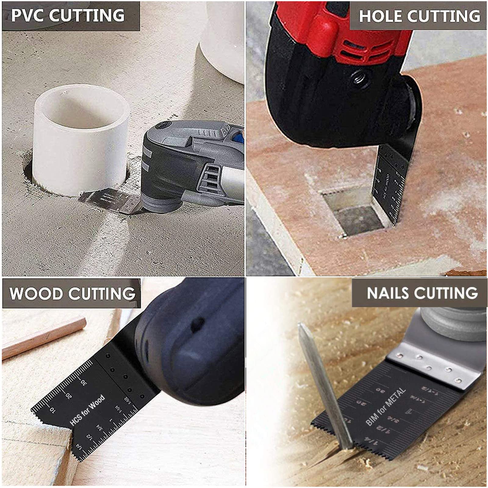 Ettonsun 32PCS Universal Metal Wood Oscillating Multitool Quick Release Saw Blades Fit Fein Multimaster Porter Cable Black & Decker Bosch Craftsman Ridgid Ryobi Makita Milwaukee Rockwell
