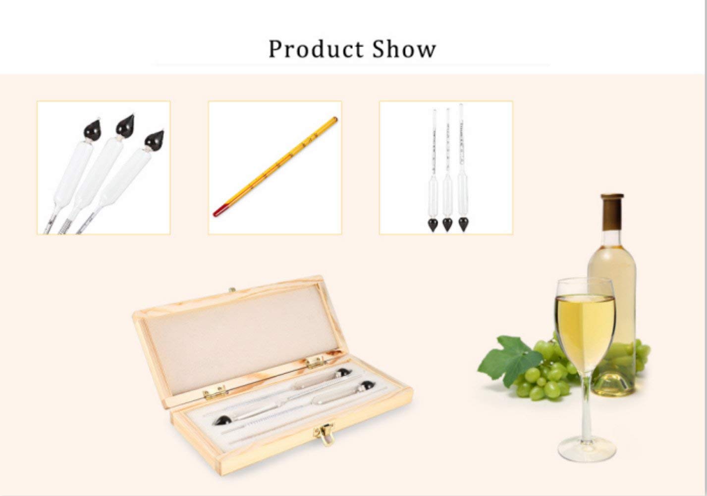 Mudent (100 Set Professional Hydrometer Alcoholmeter - 3pcs Hydrometer Alcoholmeter Set 0 to 100% Alcohol Meter Test + Thermometer for Wine Alcohol Whisky