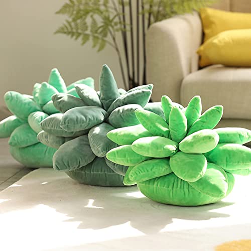JIFOVER 3D Succulents Pillow-Cute Pillows-17.7in Cute Succulents Stuffed Plush Cactus Throw Pillows for Green Lovers Soft Plant Leaf Shaped Decorative Pillows (10in/Dark Green)
