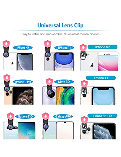 Phone Camera Lens Kit 10 in 1 for iPhone Samsung Pixel Android, 22X Telephoto Lens, 0.63Wide Angle Lens&15X Macro Lens, 198° Fisheye Lens,Kaleidoscopes, CPL+Tripod,for Most Smartphone