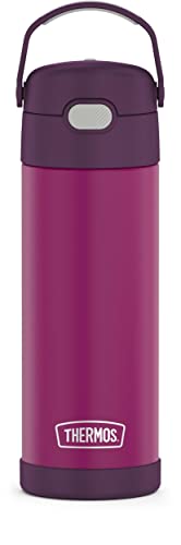 THERMOS FUNTAINER 16 Ounce Stainless Steel Vacuum Insulated Bottle with Wide Spout Lid, Red Violet
