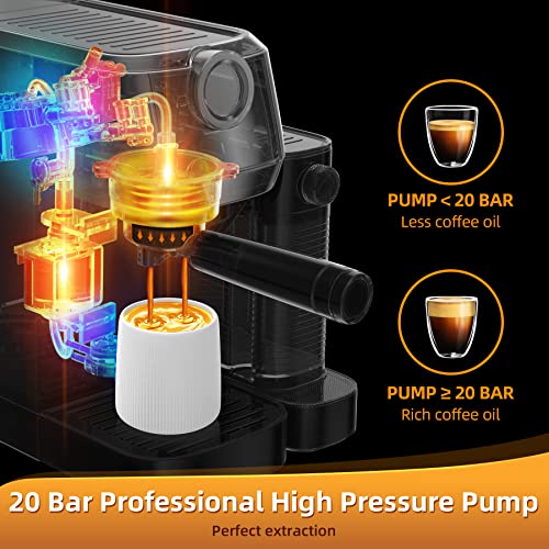 MAttinata Cappuccino, Latte and Espresso Machine, 20 Bar Touch Panel Cappuccino Espresso Maker Stainless Steel with Automatic Milk Frothing System