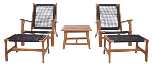 SAFAVIEH Outdoor Collection Chantelle Natural/Black Woven 5-Piece Patio Set