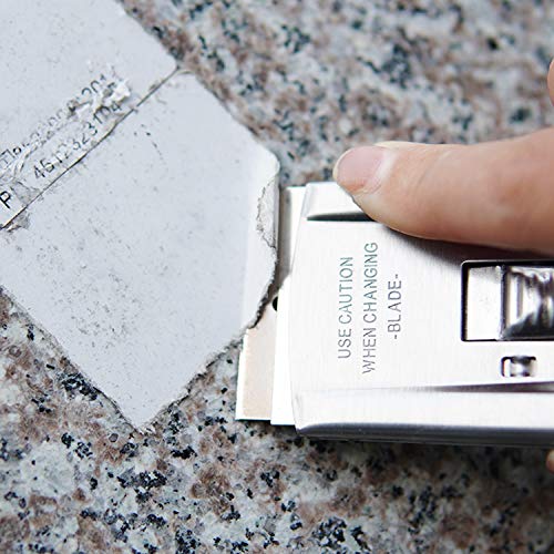 MANUFORE Portable Multi-Purpose Stainless Steel Razor Scraper for Cleaning Glass, Stove-top, Window, Floor with 10 Stainless Steel Blades