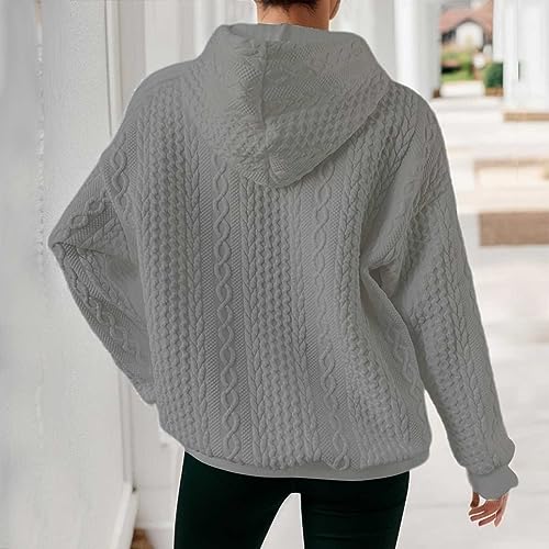 Thin Drawstring Sweaters For Women, Women Long Sleeve Sweatshirts Hoodie Jacket Jacket Trendy Y2k Hoodie with Pocket 03-Grey(with pocket),3X-Large