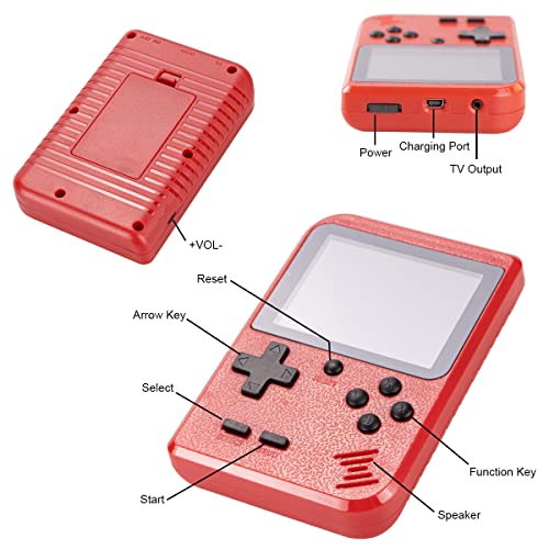 Portable Handheld Games Retro Mini Video Games,Handheld Game Console with 400 Classical FC Games 2.8" Color Screen,Birthday for Boys Girls and Adults (Red)