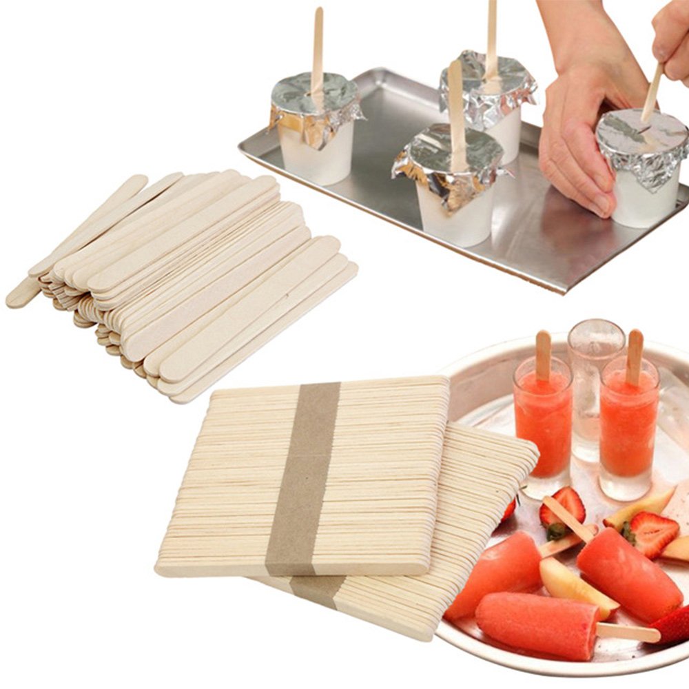 KTOJOY 100 Pcs Craft Sticks Ice Cream Sticks Natural Wood Popsicle Craft Sticks 4.5 inch Length Treat Sticks Ice Pop Sticks for DIY Crafts