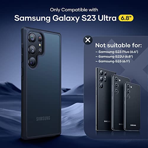 Humixx for Samsung Galaxy S23 Ultra Case, [10FT Mil-Grade Shockproof Protection] 2X Soft Screen Protector + 2X Lens Protector, Anti-Fingerprints Matt Finish Snugly fit Case for S23 Ultra 6.8", Black