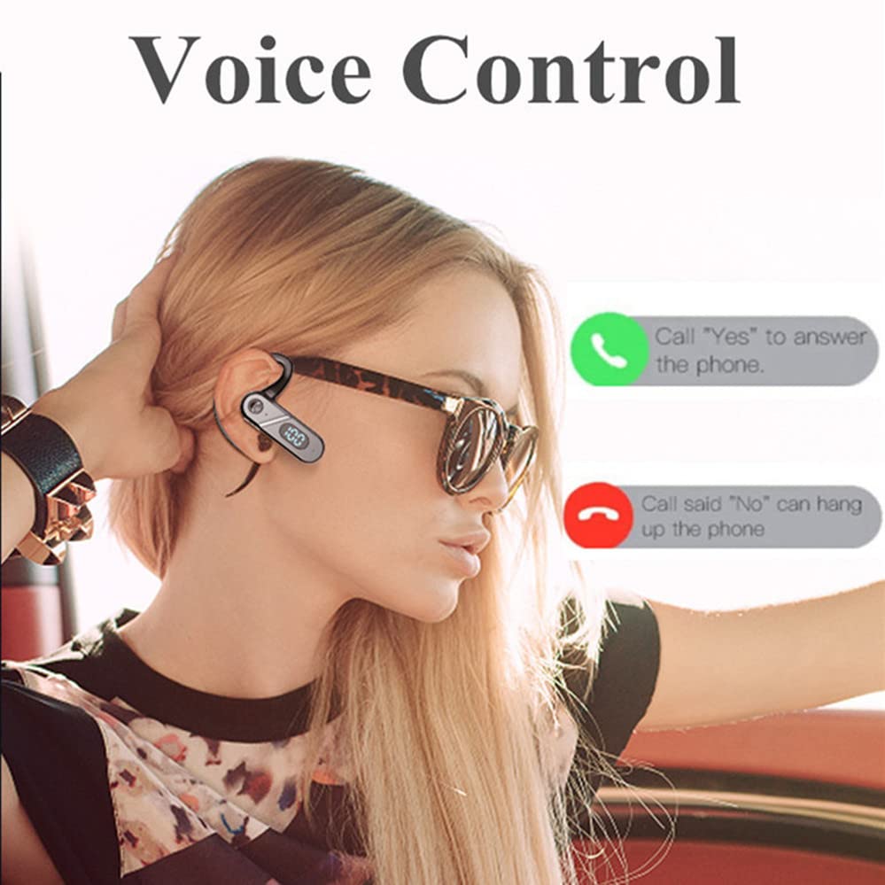 Uigsas Bluetooth Headset Wireless Bluetooth Earpiece Single Ear Voice Control Answer Earphones for Cell Phone Computer Laptop Driver Trucker