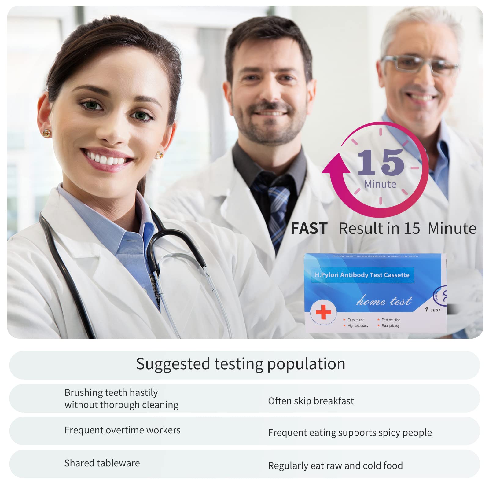 Kueysing Helicobacter Pylori 2 Test Kits, H. Pylori,h. Pylori 10-15 Minutes of Quick Home Testing, The Result is Highly Accurate, Easy to Read and use
