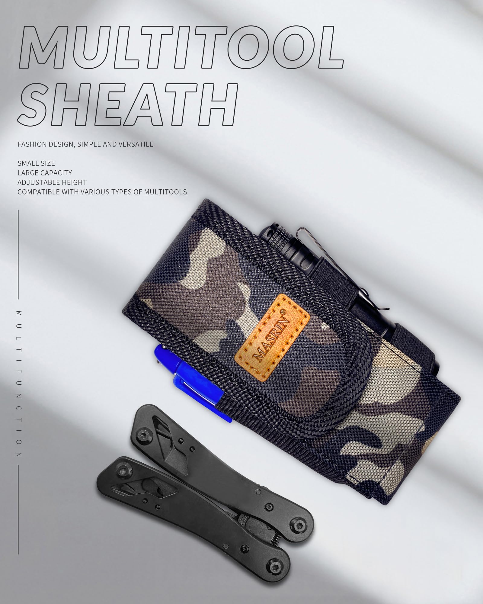 Multitool Sheath-Multi Tool Pouch,Multi Tool Sheath for Belt,Multitool Case,Pocket Knife Belt Holder,Small Tool Pouch Compatible with Multitool Accessories with Leather Logo and Belt Clip for Man
