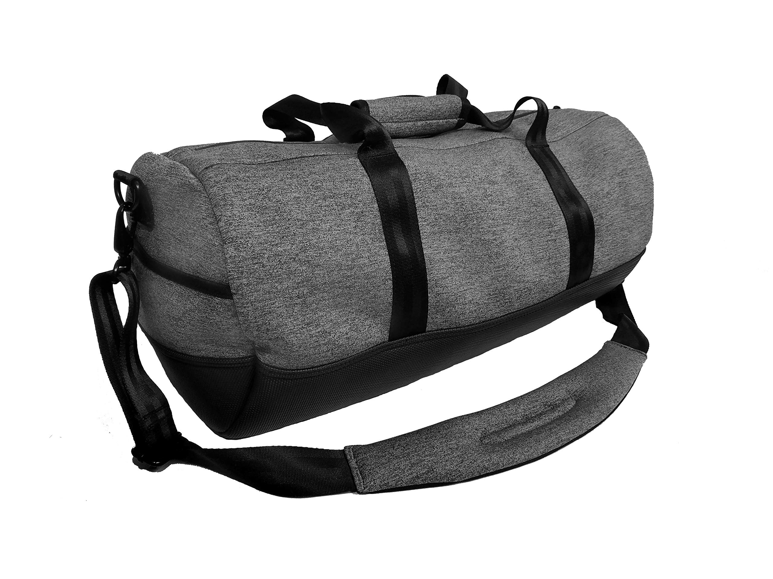 Smassy Durable Neoprene Gym Bag with Vegan Leather Bottom - Large Sports Duffel with Adjustable Shoulder Strap and Multiple Pockets