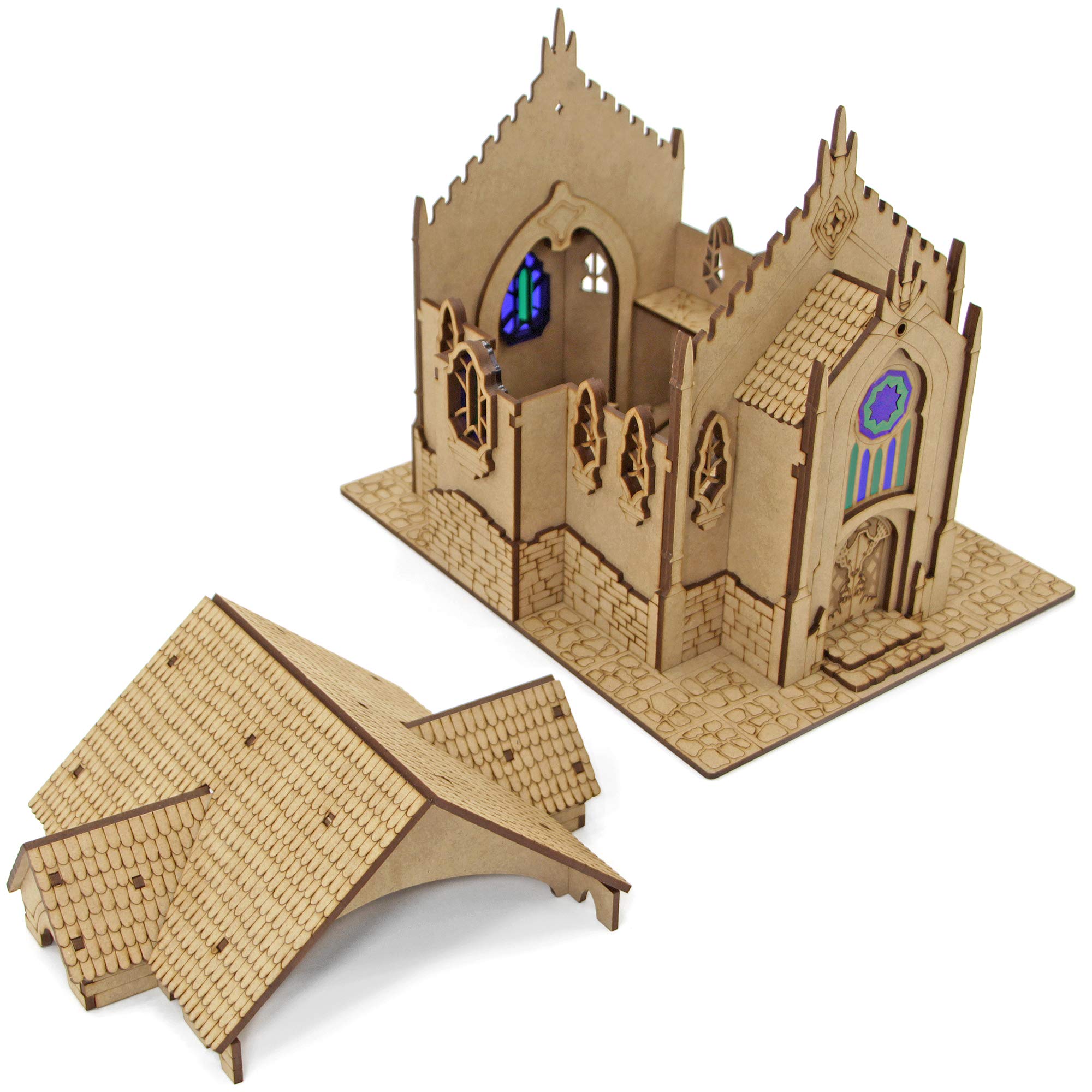 Temple Church D&D Wooden Laser Cut Buildings Fantasy Terrain 25mm 32mm 28mm Miniatures for Dungeons and Dragons, Pathfinder & Other Tabletop RPG