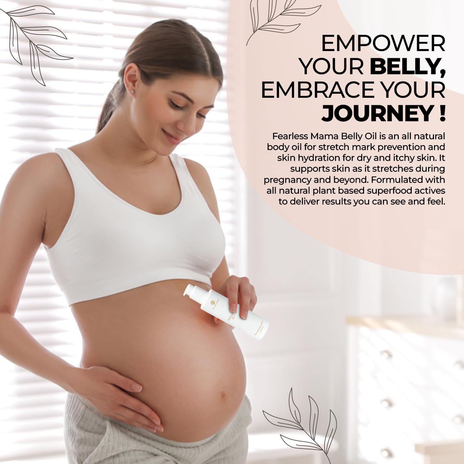 Fearless Mama Belly Oil - Help Prevent Stretch Marks + Smoothing Therapy - Quick-Dry pregnancy Belly + Body Oil - Nutrient Rich with Shea Oil and Vitamin E, Supports Skin as it Stretches