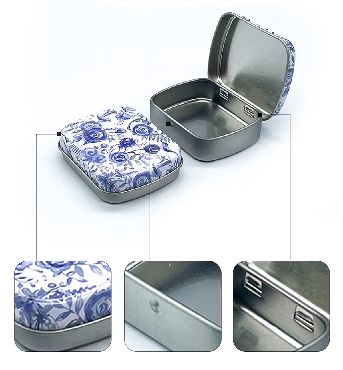 Kukiwhy 6 PCS Mini Metal with Lid Portable Storage Box,for Items,Earplugs, Pills, Tiny Bead, Nail, Jewelry Findings