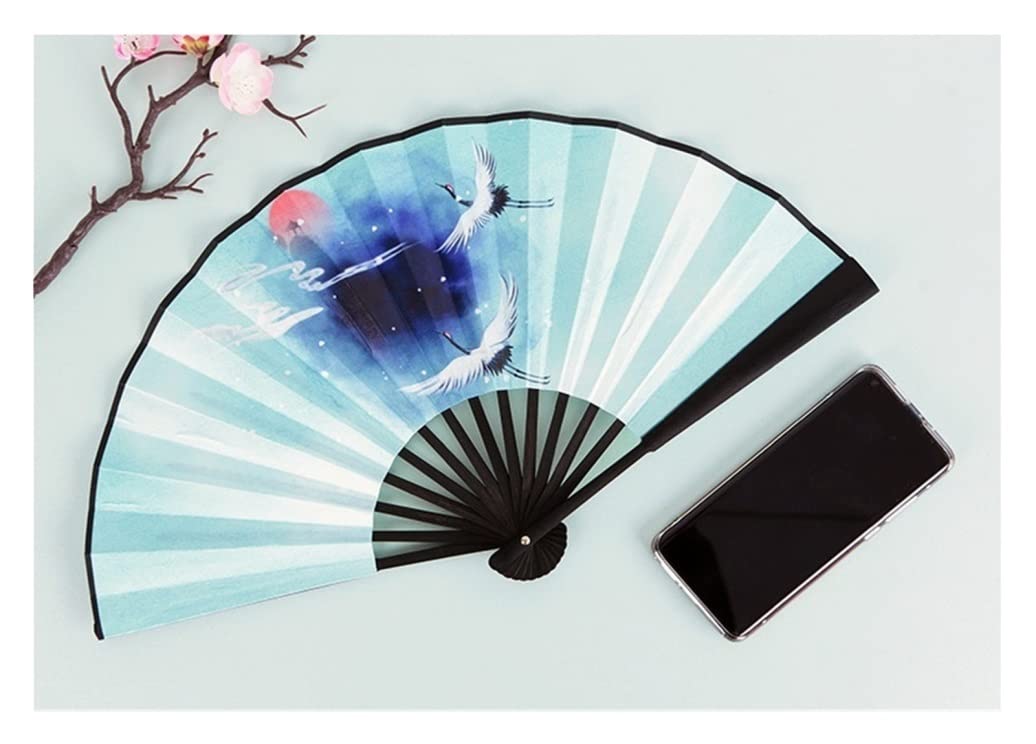 Folding Hand Fan Folding Fan Handheld Folded Fan Folding Fan Bamboo and Wood Cloth Hand Fan,Outdoor Decoration Hanfu Dance Accessories Props Fan Foldable Fan Hand Held Fans